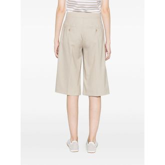 Max Mara Womens Knee-Length Pleated Shorts Neutrals Virgin Wool