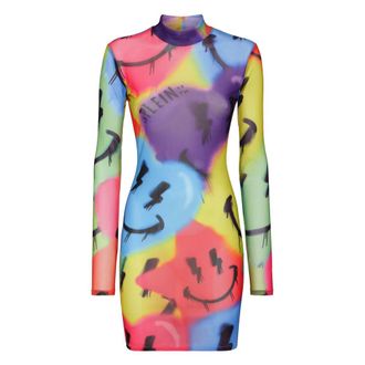 Philipp Plein Femme, Robes, Multicolore, Taille: 42 FR Mini Dress LS Smile