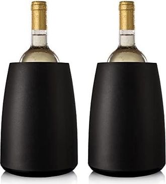 Vacu Vin Rafraîchisseur à Vin - Acier Inoxydable - Glacière Réutilisable pour Bouteilles de Vin - Noir - Housse de Refroidissement pour Bouteilles (Lot de 2)