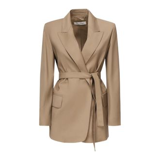 Max Mara Haselnuss Peak Revers Jacke - - Jackets - Damen - Beige - S