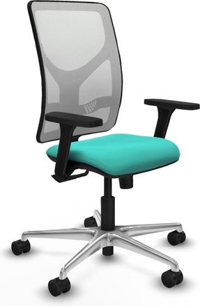 Piqueras y Crespo Drehstuhl mit 3D-Armlehnen, h&ouml;henverstellbare Lendenwirbelst&uuml;tze, ausgestattet mit 3 Positionen und Schneideschaum, mit 65 mm Nylon-Rollen, Wei&szlig;/T&uuml;rki