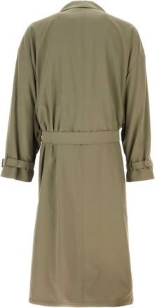 Giorgio Armani Double-Breasted Satin Trench Coat - Green
