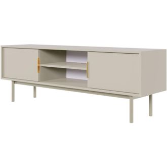 Selsey Selsey - Meuble TV sur pied 154 cm - 2 portes avec niches - Panneau stratifi&eacute; taupe (gris-beige) - Pieds en bois massif 21 cm