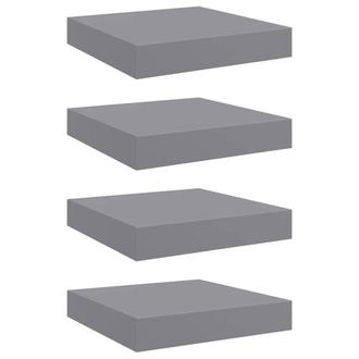 vidaXL 4X Etag&egrave;res Murales Flottantes Etag&egrave;res Suspendues Supports Muraux Biblioth&egrave;que Salle de S&eacute;jour Int&eacute;rieur Gris 23x23,5x3,8 cm MDF