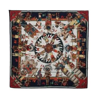 Herm&egrave;s Pre-owned Carre 90 Foulard en Soie - Femme - Pre-owned - Bleu - Taille: ONE Size