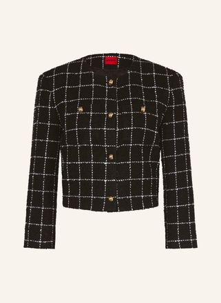 HUGO BOSS Hugo Kastenjacke Adini Aus Boucl&eacute; Mit 3/4-Arm schwarz
