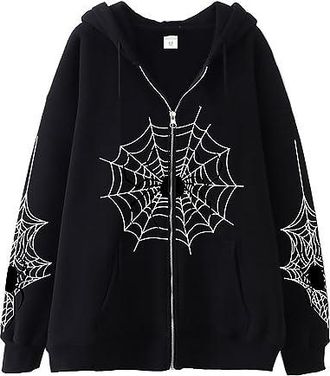 Generic Pull ample &agrave; capuche chaud &agrave; manches longues pour femme - Sweat &agrave; capuche surdimensionn&eacute; &agrave; manches longues - V&ecirc;tements dautomne avec poche zipp&eacute;e - Pu