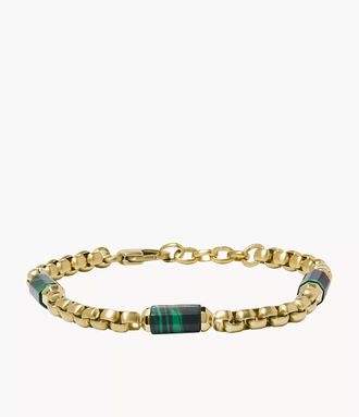 Fossil Komponentenarmband All Stacked Up Malachit gr&uuml;n - Goldfarben