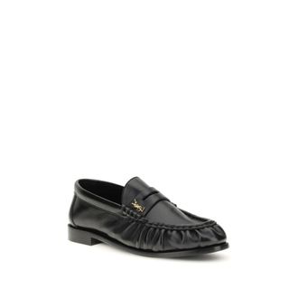 Saint Laurent Womens Black Lamb Ovis Aries Slip-On Loafers