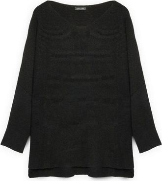 Fiorella Rubino Femme, Pulls, Noir, Taille: 40/42 FR Pull en m&eacute;lange de viscose &agrave; encolure bateau