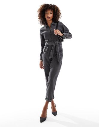Style Cheat Jeans-Jumpsuit in verwaschenem Schwarz