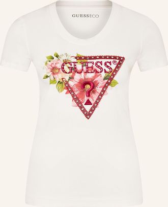 Guess T-Shirt Mit Schmucksteinen weiss