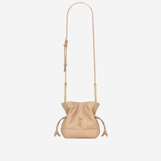 Saint Laurent Womens Leather Clutch Beige Shoulder Bags