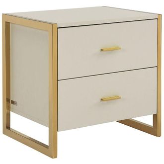 Vente-Unique Pascal Morabito - Table de chevet 2 tiroirs - mdf - Beige et dor&eacute; - ombrelia de