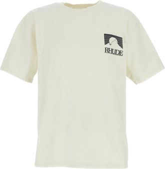 Rhude Homme, Tops, Blanc, Taille: M T-shirt ras du cou avec logo graphique