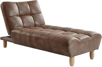 Vente-Unique M&eacute;ridienne clic clac en Microfibre vieillie Esteban - Marron Vintage