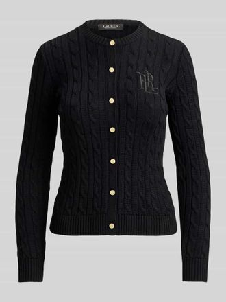 Lauren Ralph Lauren Regular Fit Strickjacke aus reiner Baumwolle mit Logo-Stitching