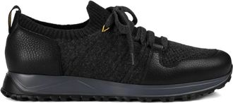 Doucal's baskets en cuir à empiècements en laine - Noir