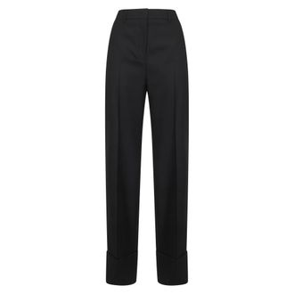 Valentino Schwarze Wolle Straight Cut Hose - - Trousers - Damen - Schwarzk - L