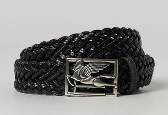 Etro Geflochtener G&uuml;rtel aus Kalbsleder mit Pegaso-Logo-Schnalle