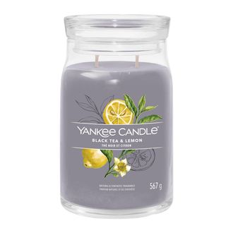Yankee Candle Company Signature Duftkerze | gro&szlig;e Kerze mit langer Brenndauer Black Tea & Lemon | Soja-Wachs-Mix | Perfekte Geschenke f&uuml;r Frauen
