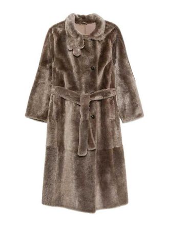Brunello Cucinelli Manteau En Cuir - Marron