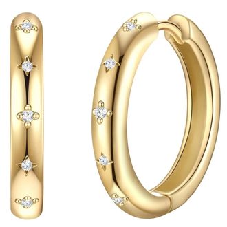 Glanzst&uuml;cke M&uuml;nchen Ohrringe - Sterling Silber Creolen Zirkonia - Gr. unisize - in Gold - f&uuml;r Damen