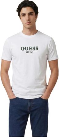 Guess Homme, Tops, Blanc, Taille: L T-shirt imprim&eacute; &agrave; manches courtes et col rond