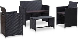 vidaXL Set Divani Da Giardino 4 Pz Con Cuscini In Polyrattan Nero Vidaxl
