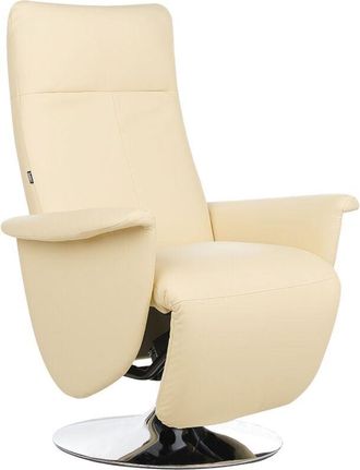 Beliani Sessel Hellbeige Kunstleder mit Relaxfunktion Armlehnen Standfuß Hohe Rückenlehne Elektrisch Verstellbar Fußteil zum Aufklappen Modern