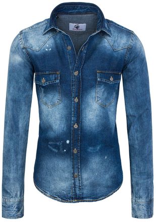 Rock Creek Herren Jeanshemd Denim RC-014 [Blau L]