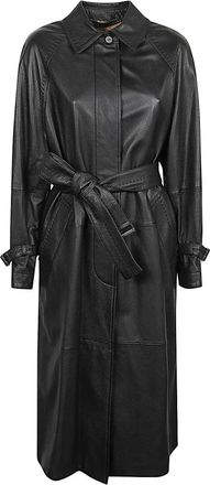 Max Mara Femme, Manteaux, Noir, Taille: 38 FR Trench-coat en cuir