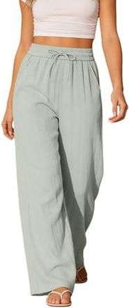 Generic Pantalon Palazzo &agrave; jambe large pour femme - Taille haute - Coupe droite - Coupe ample - L&eacute;ger - Pour la plage, les vacances, le bureau - Pantalon de t