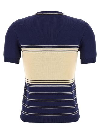 Valentino Garavani Chez Valentino Jacquard Stripe T-Shirt - Navy