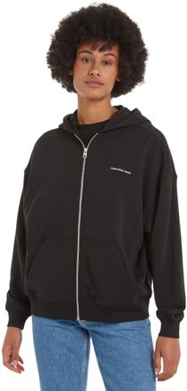 Calvin Klein Jeans Damen Hoodie mit Reißverschluss und Kapuze, Schwarz (Ck Black), XS