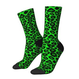 Generic Équipage Chaussettes Imprimé Léopard Vert Citron Chaussettes De Sport Homme Décontractées Durable Chaussette De Football, Pour Sport, Running, Lété, 4