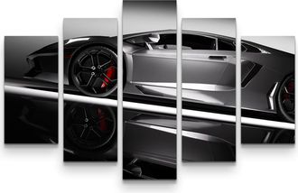 Paul Sinus Art Leinwandbilder | Bilder Leinwand 160x100cm Grauer Sportwagen