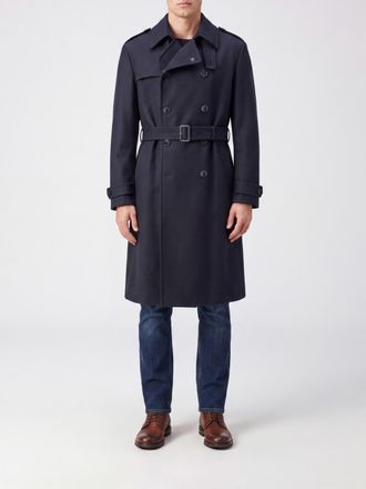 Tagliatore Trench-coat crois&eacute; en pure laine vierge avec ceinture r&eacute;glable
