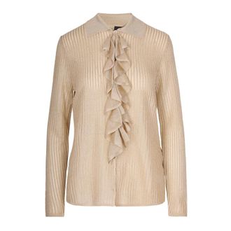 Liu Jo Femme, Blouses et Chemises, Jaune, Taille: 38 FR Lurex Knit Shirt
