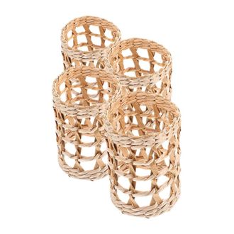 Valiclud 4 Stück Handgewebte Wiederverwendbare Trinkbecherhüllen aus Stroh Dekorative Flaschen Glasabdeckungen Natürliche Schützende Becherhüllen für Zuhause B