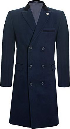 TruClothing Manteau dHiver Bleu Marin Chaud à Double Boutonnage 3/4 Pour Homme 48