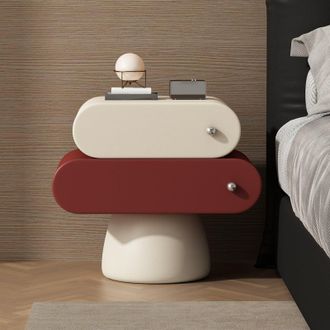 Generic Nachttische, Nachttisch Mit Drehbarer Schublade Und Zylindrischen Schrankbeinen Aus Massivholz, Abgerundete Ecken for Schreibtischlampe, B&uuml;Cher