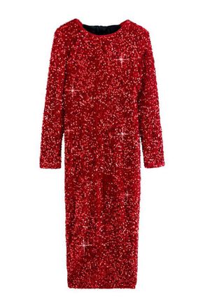 Next Paillettenkleid Langarm-Midikleid mit Pailletten + R&uuml;ckenschleife (1-tlg)