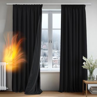 Deconovo 100% Verdunklungsvorh&auml;nge Blickdicht Vorh&auml;nge mit kr&auml;uselband Gardinen Wohnzimmer Vorhang Verdunkelung Thermovorh&auml;nge gegen Hitze W&auml;rmeisolierend, H14