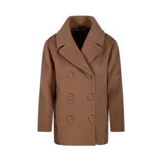Max Mara Brauner Zweireihiger Mantel mit Revers - - Coats - Damen - Braun - S