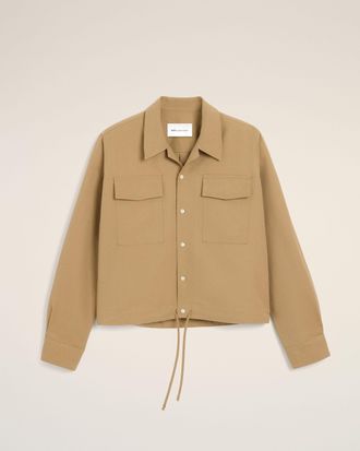 Ami Chemise beige en coton et lin Beige Mastic - 36 - Homme