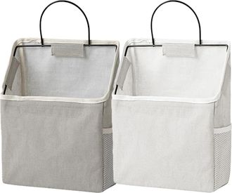 NUOBESTY 2 St&uuml;ck Pack Faltbare Wandbehang Organizer aus Atmungsaktivem Stoff H&auml;ngeaufbewahrungstasche mit Seitentaschen f&uuml;r Wohnzimmer Bad und Schlafzimmer