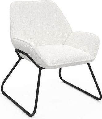 IDMarket Fauteuil SIXTINE en Tissu Bouclette et Pieds m&eacute;tal Noirs