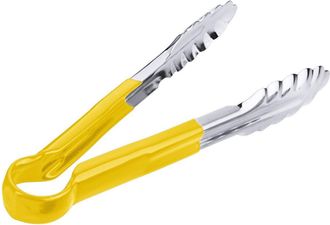 Contacto Zange HACCP aus Edelstahl, 30 cm, K&uuml;chenzange, Griff mit farbigem Vinyl-&Uuml;berzug, schwere Qualit&auml;t, gelb