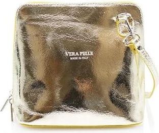 Generic Vera Pelle Sac à bandoulière pour femme en cuir italien élégant et léger, Argenté